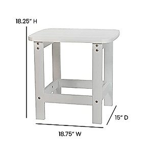 Flash Furniture Charlestown Poly Resin Adirondack Side Table - White - All-Weather - Indoor/Outdoor