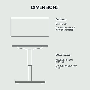 FLEXISPOT EC1 Stand Up Desk 55 x 28 Inches Workstation Home Office Computer Standing Table Height Adjustable Desk (Black Frame + 55" Black Top 2 Packages)