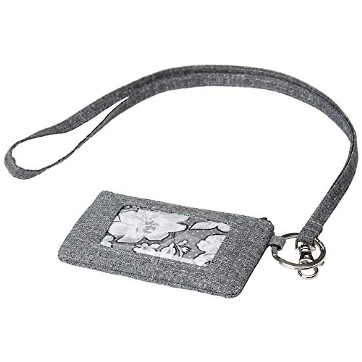 Vera Bradley Women's Recycled Lighten Up Reactive Zip ID Case and Lanyard Combo, Gray Heather, One Size