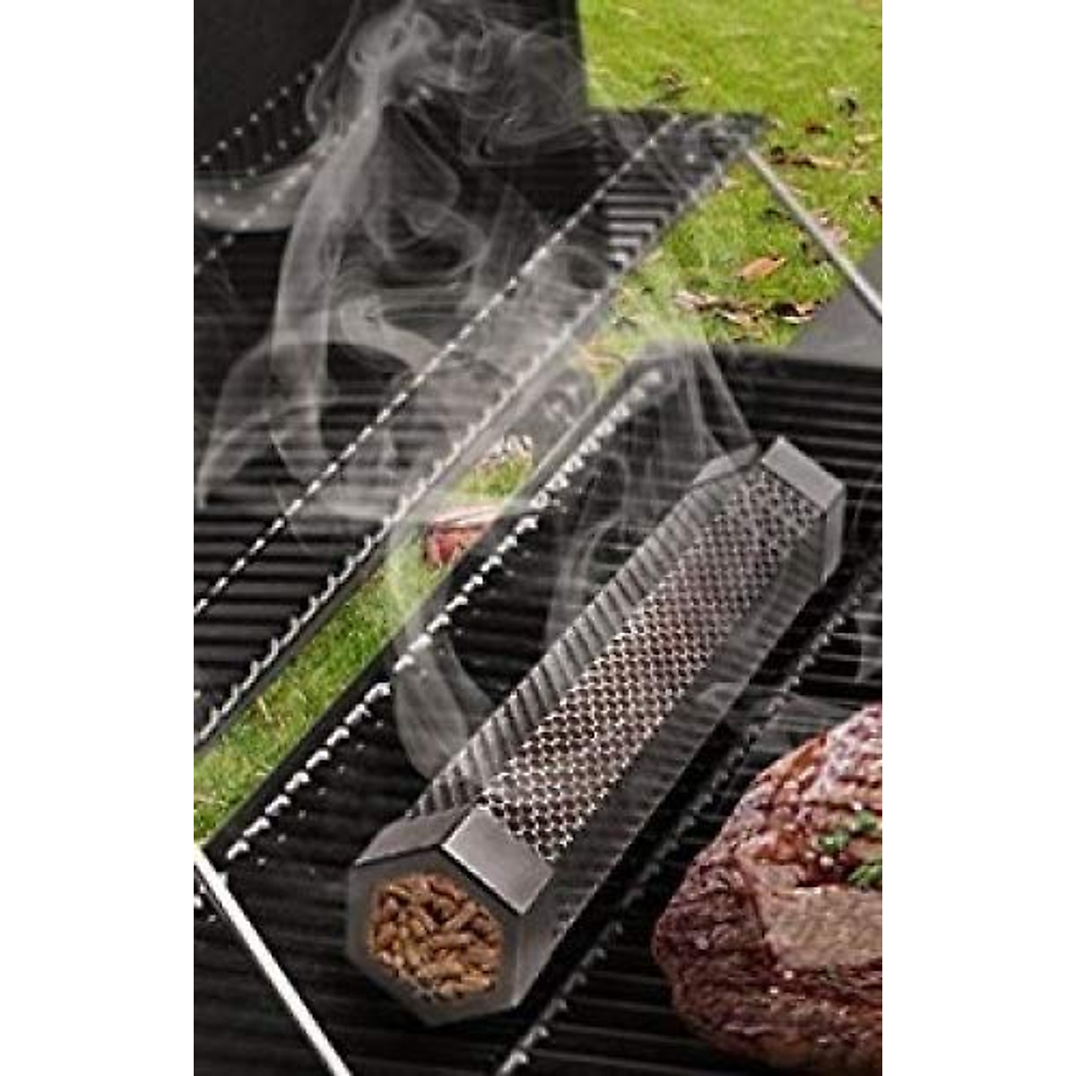 12" Stainless Steel Smoker Tube Smoker Box Hot or Cold Smoking Use Wood Pellets or Wood Chips for up to 5 hours of smoke flavor infusion