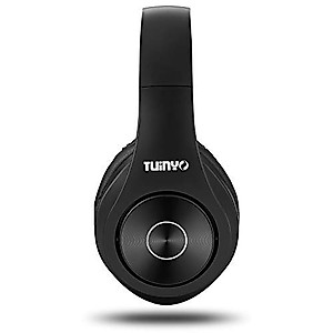TUINYO Wireless Headphones Over Ear, Bluetooth Headphones with Microphone, Foldable Stereo Wireless Headsetfor Travel Work TV PC Cellphone-Black