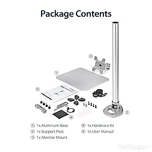 StarTech.com Single Monitor Stand - Adjustable - Supports Monitors 12'' to 34" (30.9lb/14kg) - Premium - Single Screen VESA Monitor Mount Stand - Silver , TAA (ARMPIVSTND)