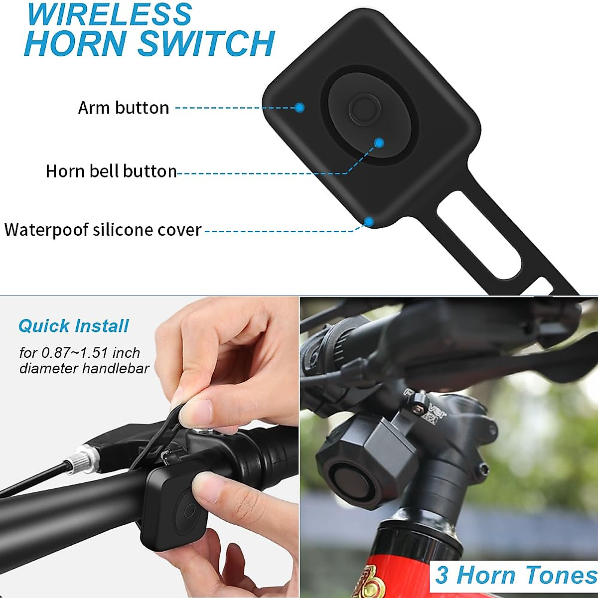 WSDCAM Bike Alarm & Rechargeable Horn Alarm, Loud Anti Theft Vibration Sensor for Scooter, Motorcycle & Vehicle Security