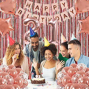 RUBFAC Sweet 16 Party Decoration,16th Birthday Decorations for Girls, Rose Gold 16th Happy Birthday Banner Kits Rose Gold Balloons Decoration for Birthday Party Supplies
