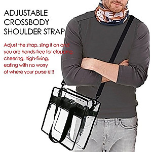 BeeGreen Stadium Clear Bags w Front Pocket and Adjustable Shoulder Carry Handles, Stadium Security Clear Purse & Gym Transparent Zippered Tote Bag