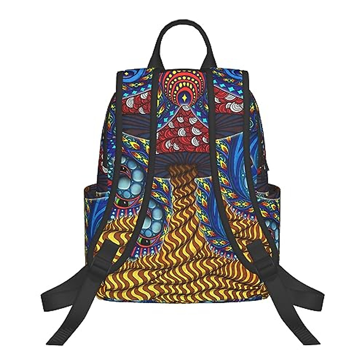 Supdreamc Psychedelic Mushroom Art Daypack Backpack Durable Polyester Multipurpose Anti-Theft Shoulder Bag Big Capacity Gym Outdoor Hiking Backpack With Smooth Zippers