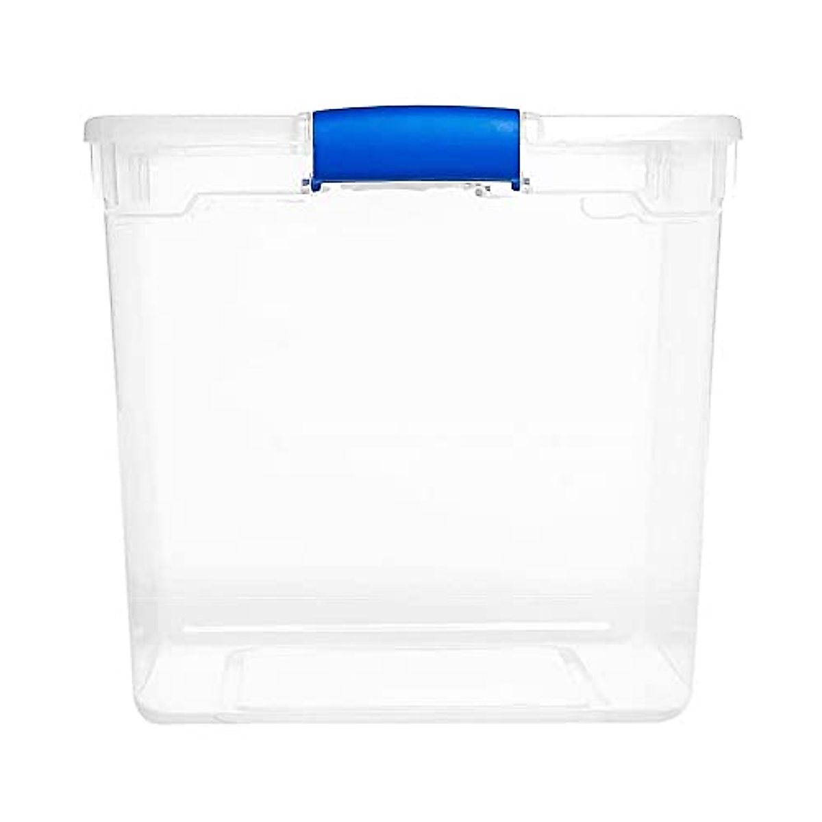 HOMZ Heavy Duty Modular Clear Plastic Stackable Storage Tote Containers with Latching and Locking Lids, 31 Quart Capacity, 4 Pack