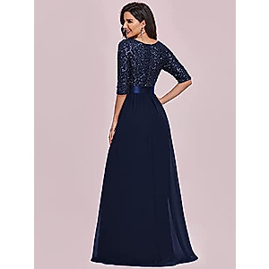 Ever-Pretty Elegant Prom Dress for Women Long Wedding Guest Gowns Navy Blue US14