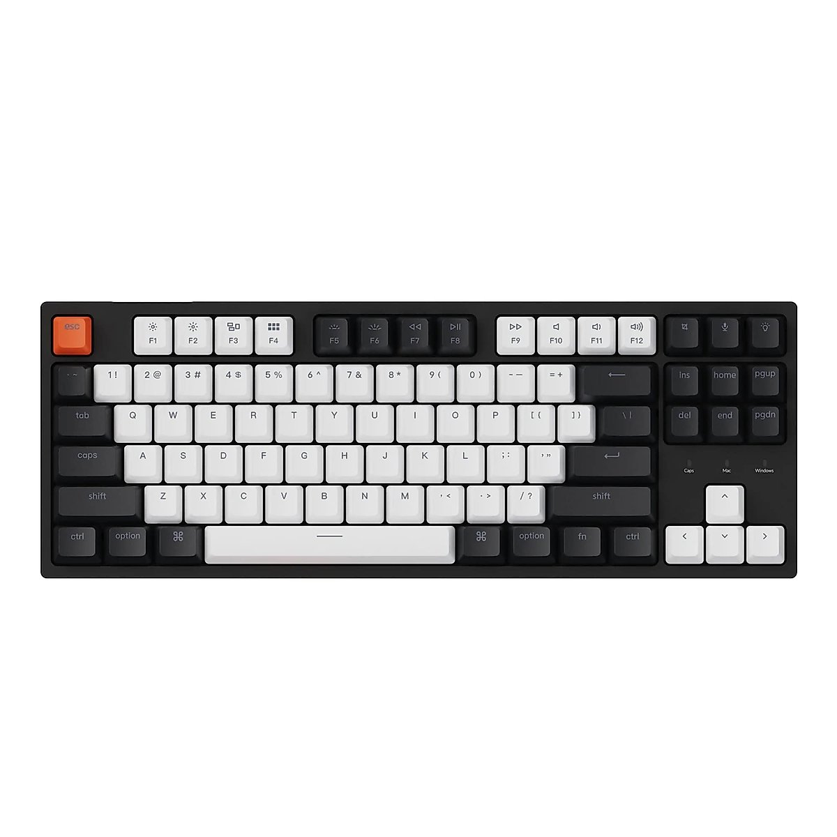 Keychron C1 87 Key Hot-swappable Wired Mechanical Keyboard, USB Type-C Cable, Double-Shot ABS Keycaps TKL Mechanical Gaming Keyboard, White Backlit Gateron G Pro Brown Switch for Mac Windows