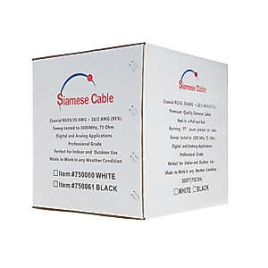 SATMAXIMUM RG59/U Siamese Cable CCTV Video Wire 20-Gauge + 18/2 AWG Power with 95% Shielding, 500ft, Black