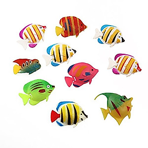 TINKSKY 10pcs Plastic Artificial Moving Floating Fishes Ornament Decorations for Aquarium Fish Tank (Random Color Pattern)