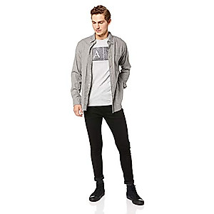 A|X ARMANI EXCHANGE mens Crew Quited Logo Tee T Shirt, Heather Grey, Medium US