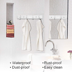 Anjuer Wall Mount Coat Hook, 4 Hooks Aluminum Alloy Coat Hangers Rack Robe Hat Clothes Hook Wall Coat Rack Hooks Silver