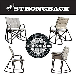 STRONGBACK Outdoor Patio Rocker, Portable Folding Rocking Chair with Lumbar Support, Great Outdoor Chair for Patio Furniture, Balcony, Camping, and Lawn, Single