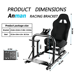 Anman G25 Flight Racing Simulator Cockpit Upgrade Pro Fits for Logitech G27 G29 G920, Thrustmaster T300RS TX F458,PS5 Race Car Seat Game Accessories Driving Simulator Cockpit Steering Wheel Handbrake