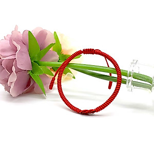 LAMIBEE Red and Black Infinity Bracelet, Love Multicolor Tibetan Lucky Bracelet, Surfer String Amulet Knot Bracelet Woven Thread for Men Women Friend and Couple, Peace and Protection (Red)