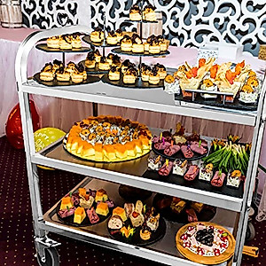 HLC Upgrade 3 Tier Heavy Duty Commercial Grade Utility Cart Kitchen Trolley Serving Cart with Wheels Stainless Steel Rolling Cart Storage Shelf for Hotel Restaurant Bar Home Use L30 x W16 x H33 Inch