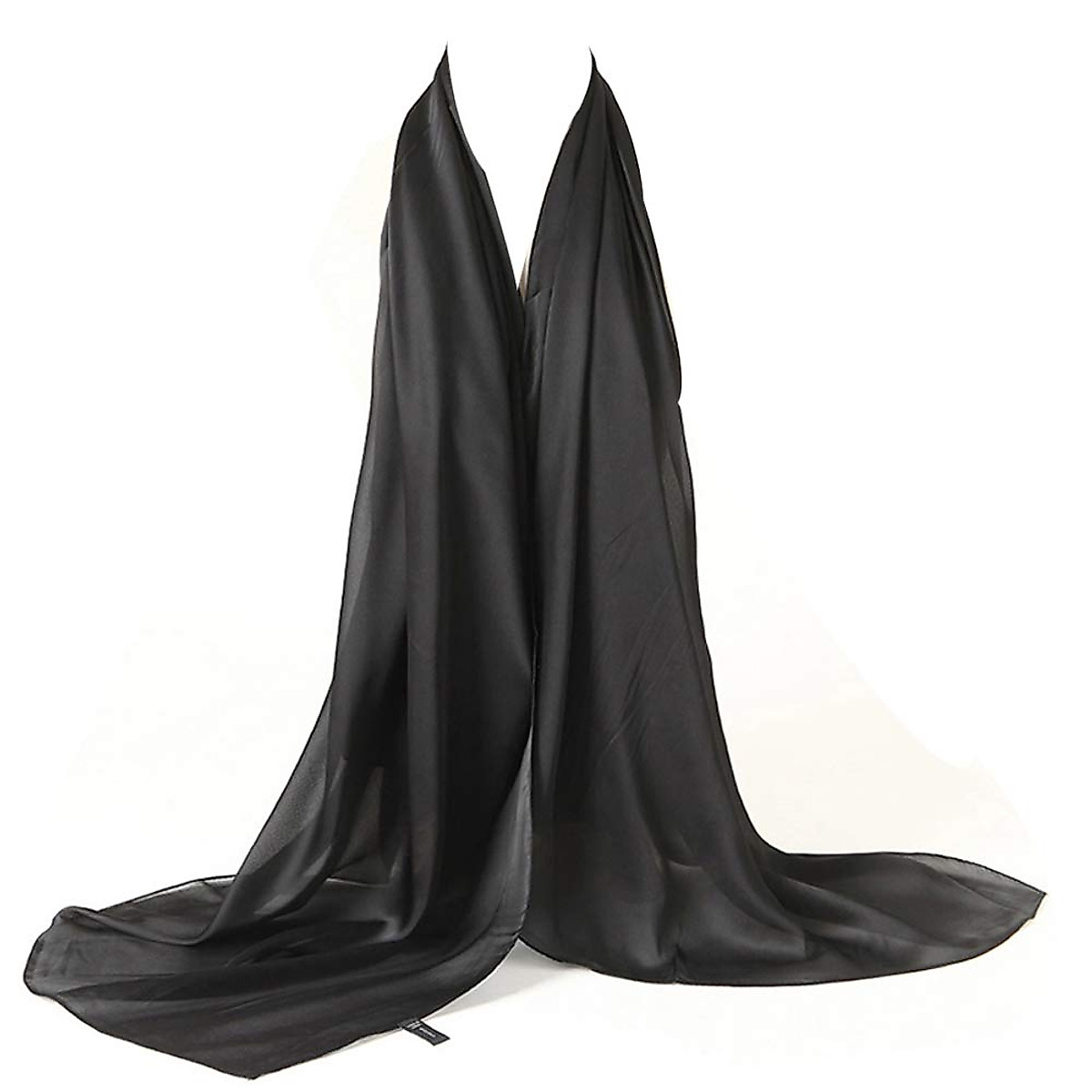 Bellonesc Silk Scarf 100% silk Long Lightweight Sunscreen Shawls for Women (black)