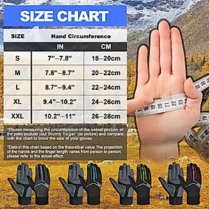 Souke Sports Winter Cycling Gloves Men Women, Touch Screen Padded Bike Glove Water Resistant Windproof Warm Anti-Slip for Running, Biking, Workout(Grey, Large)