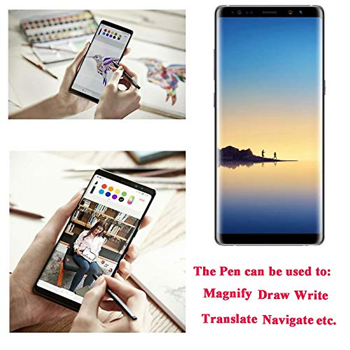 Ubrokeifixit Galaxy Note8 Touch Stylus S Pen Replacement for Samsung Galaxy Note 8 Note8 SM-N950U N950U1 N950F N950W N950FD,with Tips/Nibs,with Eject Pin,with Type-C to Micro USB Plug (Orchid-Gray)