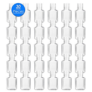 30 Pieces 1 oz Plastic Bottles Clear Travel Bottles with Flip Cap Portable Empty Hand Sanitizer Bottles, Refillable Containers for Travel Business Trip