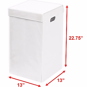 Simple Houseware Foldable Laundry Hamper Basket with Lid, White