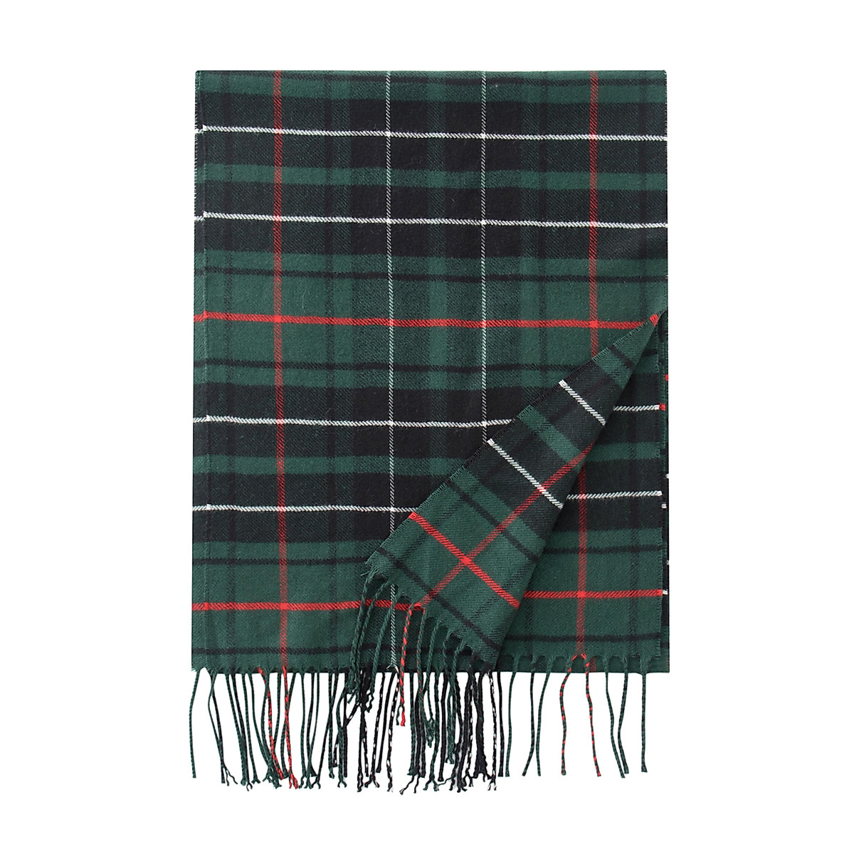 CALVIN & OLIVIA Cashmere Feel Scarf Soft Winter Soft Tartan Plaid Fashion Scottish Check Multi-Color Gift for Men Women Christmas Green Plaid