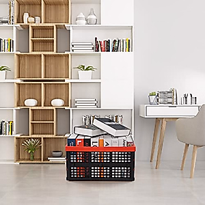 Gloreen 35 Quart Folding Crate Basket, Collapsible Storage Milk Crates, 3 Packs