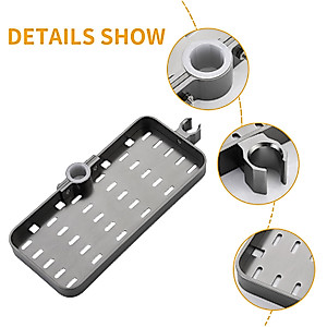 Aluminium Shower Shelf for Shower Rail Shower Caddy Shelves No Drilling Shower Rack,Shower Holder with 4 Hooks Holder and Guardrail Stand for Soap Shampoo Conditioner Organizer,for 19mm - 25mm Rail