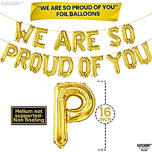 We Are So Proud of You Balloons - 16 Inch | Gold We Are So Proud of You Banner with Confetti Balloons | Gold Graduation Party Decorations 2023 | Graduation Balloons, College Graduation Decorations