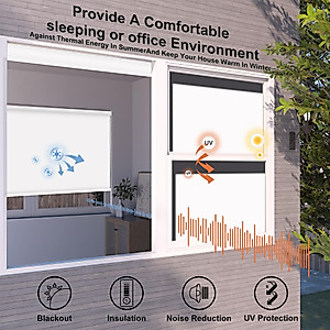 Boolegon Blackout Roller Shades for Window, Custom Roller Blinds UV Protection Thermal Insulated Pull Down Room Darkening Shades for Home Office Bedroom Kitchen, Easy Install, black,80" W x 64" H