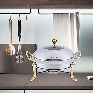 Baoblaze Buffet Warmer Solid Fuel Boiler Anti Scald with Lids Catering Warmer Set Fuel Stove for Kitchenware Cooking Utensil Outdoor Backpacking, Aureate