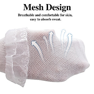 Looching 5 Pairs Toddler Baby Girls Ruffle Lace Trim Socks Eyelet Cotton White Frilly Ankle Soft Dress Socks Kids Princess Socks 1-13T (White, 4-6T)