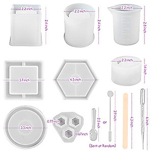 LotFancy Resin Mold Kit, 7pcs Silicone Molds for Resin Casting, Epoxy Resin, Coaster, Ashtray, DIY Art Crystal Diamond, Plant Pot, Pen Candle Soap, Flowers Preservation and Set Tools