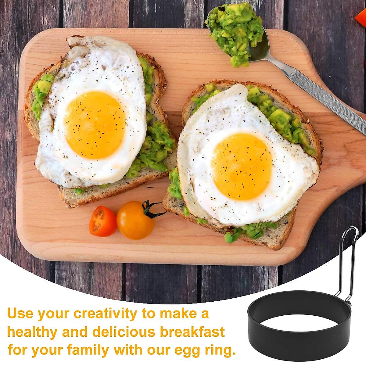 4 Pack Stainless Steel Eggs Maker Non Stick Round Egg Cooker for Cooking Cooking Rings Shaper for Frying Pancake Sandwiches Metal Handle Household Kitchen Breakfast Tool Egg Shaper
