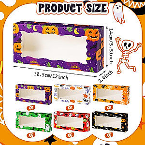 ReliThick 36 Pcs Halloween Cookie Boxes with Window 12 x 5.5 x 2.5 Inch Halloween Bakery Box Treat Boxes Dessert Boxes with Window for Cupcake Donuts Candies Pies Halloween Party Favors