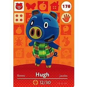 Nintendo Animal Crossing Happy Home Designer Amiibo Card Hugh 178/200 USA Version