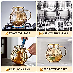 Saeifin Glass Teapot Stovetop Safe, Glass Tea Kettle 44oz/1300ml with Lid Perfect for Microwave Use, Handcrafted with Durable Borosilicate Glass and Stainless Steel Infuser, Ideal for Loose Leaf Tea