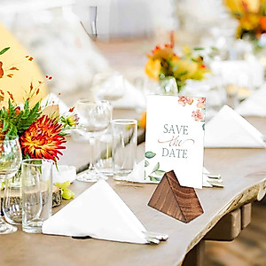 KALIONE 3 Packs Wood Place Card Holders Picture Frames Triangle Photo Holder, Picture Holders for Tables Centerpieces Photo Display Name Picture Holders for Wedding Party Birthday Decoration