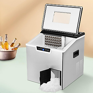 Self Dispensing Nugget Ice Maker, Crunchy Pebble Ice Maker, Countertop Crushing Ice Maker for Home Office Party RV, Portable Fast Ice-Making Automatic Cleaning Ice Maker