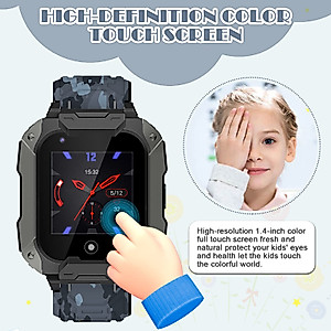 Kids Smart Watch Girls Boys, 4G Smart Watches with Dual ​Camera, IP67 Waterproof, 2-Way Calls, GPS Tracker, SOS Alarm Clock Children Wrist Watch Phone Smartwatch for Age 3-14 Birthday Gifts (Black)