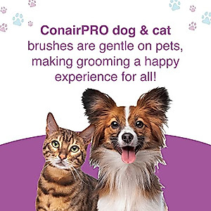 CONAIRPRO Dog & Cat Cat Soft Slicker Brush, Cat Brush for Shedding, Removes Tangles, Mats & Loose Hair, Soft Coated Pins for Gentle Brushing, Memory Gel Grip Handle