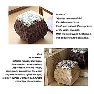 Articles for daily use Rattan Straw Storage Stool, Shoe Changing Stool, Storage Stool wth Cover, Finishing Storage Box, Shoe Ottoman, Sofa, Square Stoolw