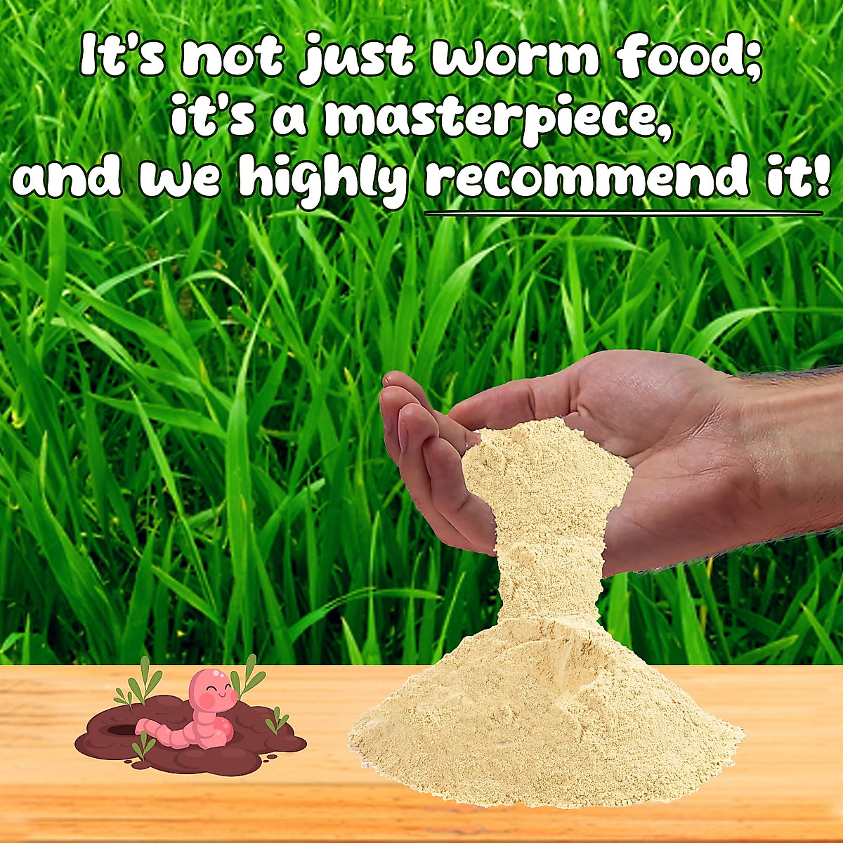 WWJD Worms Food for Worms - Mineral-Rich Worm Food, Boosts Composting Efficiency, Promotes Healthy Worms - Nutrient Blend Earthworm Chow for Nightcrawlers & Red Wigglers, 3 Pound