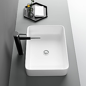 Vessel Sink Rectangular - Lofeyo 19"x15" Vessel Sink White Ceramic Bathroom Sink Above Counter Rectangle Vanity Sink Basin