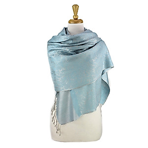 PASKMLNA Paisley Jacquard Pashmina Shawl Wrap Scarf Stole (Skyblue01890)