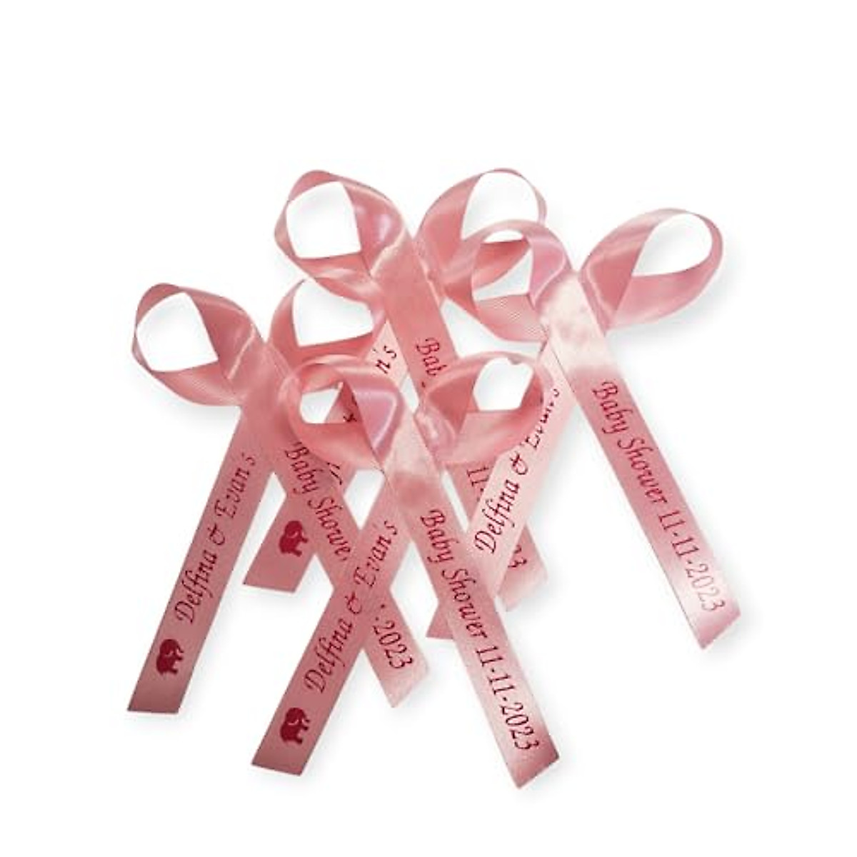 50 Personalized Ribbons Bridal Wedding Favor Baby shower Centerpieces, Photo Frames, Party, Invitations or Sprinkle - Custom Made