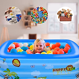 Small Inflatable Swimming Pool Blow Up Pool with 4 Separate Air Chambers Garden Backyard Rectangle Kids Pool,47" W*35" D*13" H