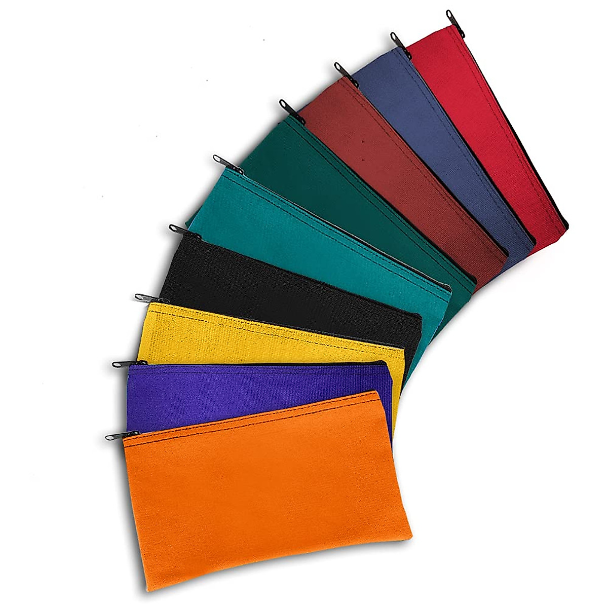 14 oz Forest Green Canvas Zipper Bag - 10.5 x 5.5 - Compact Zipper Pouch - Single Pack