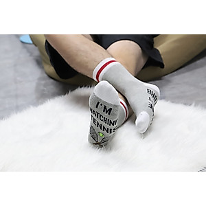 TSOTMO 2 Pairs Please Do Not Disture I'M Watchng Tennis Novelty Socks Gift For Tennis Lover Sports Sock (Watching Tennis)